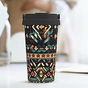 WANGZHAO Native American Patterns Print Double Wall Stainless Steel Vacuum Insulated Tumbler Cup Home Thermal Cup