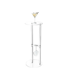 Aquiver Clear Small Acrylic Drink Table - Minimalist Martini Table with Goblet Holder - Small Round Side Table for Living Room, Bedroom, Balcony - 9'' L x 9'' W x 23'' H