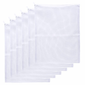 JIHAQUA Aquarium Filter Bags Large - Reusable Fish Tank Filter Media Mesh Bags with Plastic Zipper (11.5 x 15.5 inch (6 Pack))