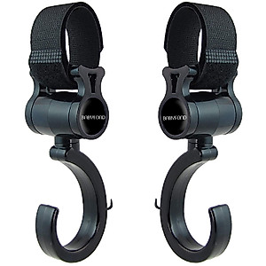 Stroller Hooks, Babyfond 2 Pack of Multifunctional Hooks, 360-degree Rotating Firm Non-Slip Stroller Hook for Buggy, Baby Carrier, Bike Bicycle, Car Headrest