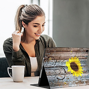Case for iPad 9th / 8th / 7th Generation (2021/2020/2019) 10.2 inch/iPad Air 10.5" 2019 / iPad Pro 10.5", Leather Smart Cover with Auto Wake/Sleep, Rustic Sunflower