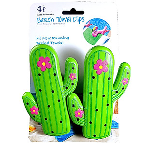 Cactus Style Beach Towel Clips Jumbo Size for Beach Chair, Cruise Beach Patio, Pool Accessories for Chairs, Household Clip, Baby Stroller. by C&H Solutions