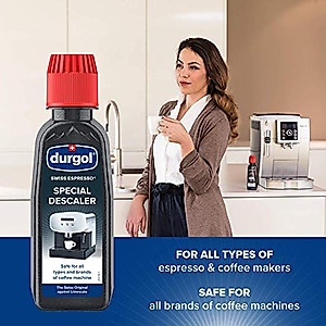Durgol Swiss Espresso, Descaler and Decalcifier for All Brands of Espresso Machines and Coffee Makers, 4.2 Fluid Ounces (Pack of 4)