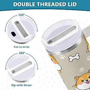 RPLIFE Adorable Cartoon Dogs Sage 40 Oz Tumbler, Stainless Water Bottle, Insulated Coffee Tumbler