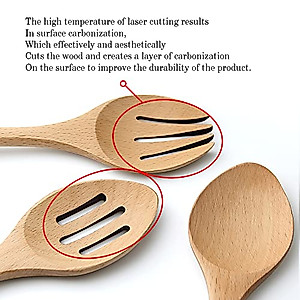 Wooden Spoons for Cooking Set for Kitchen, 12 Inch Large Non Stick Cookware Tools Includes Wooden Spoon, Fork, Slotted Turner, Premium Quality Housewarming Gifts Wooden Serving Utensils