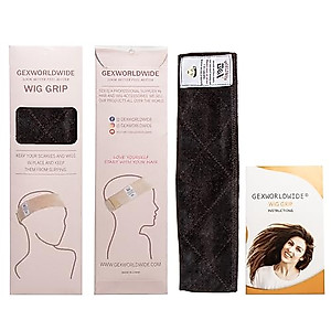 GEX Wig Grip Band Flexible Velvet Scarf Head Hair Band Wig Band with Adjustable Fastern (Dark Brown)