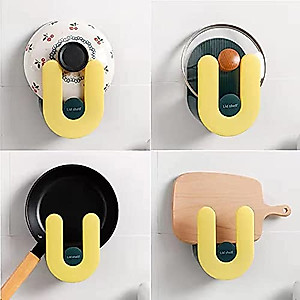 PXLYWLTZL lid pot organizer with drain，Punch-Free wall hanging Cutting Board rack in the Kitchen，pan Lid Organizer Holder Rack，lid holder，lid shelf (Green+Yellow)