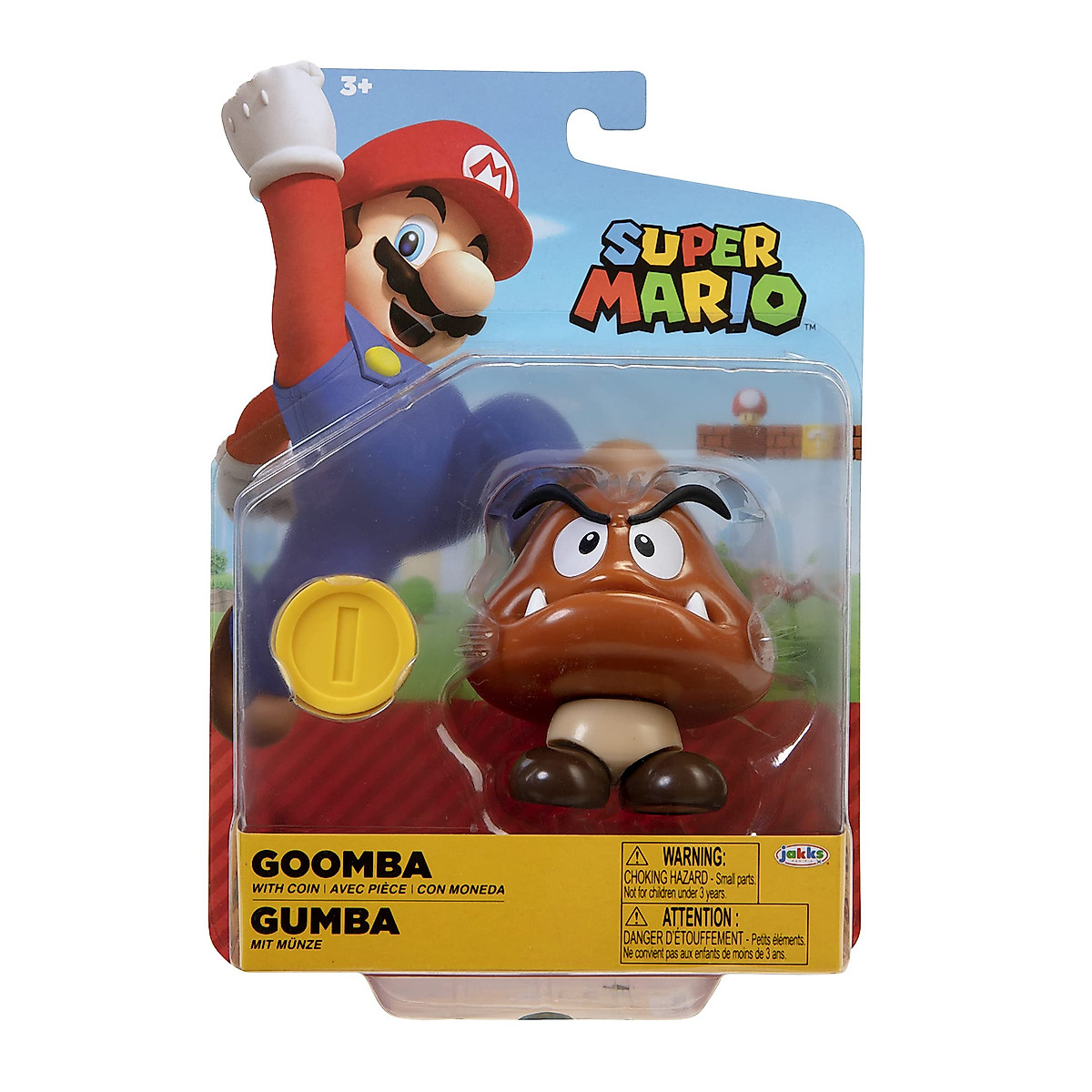 Super Mario Action Figure 4 Inch Goomba Collectible Toy with Coin Accessory