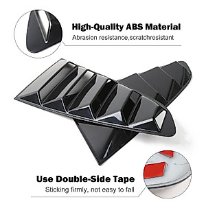 RT-TCZ Rear Quarter Side Window Scoop Louvers Sun Shade Cover Wind Vent Air Deflector Decoration Exterior Accessories for Ford Mustang 2015-2022,2PCS (Black)