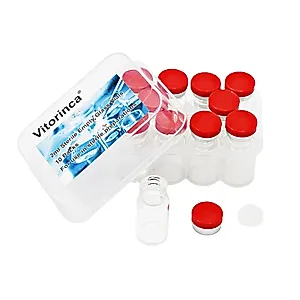Vitorinca 2ml Sterile Glass Vials, 10 Packs-2ml Sterile Empty Vial with Self-Healing Injection Port and Flip Top Cap, Sterile Package, for use in sterile preparations and Laboratory Study