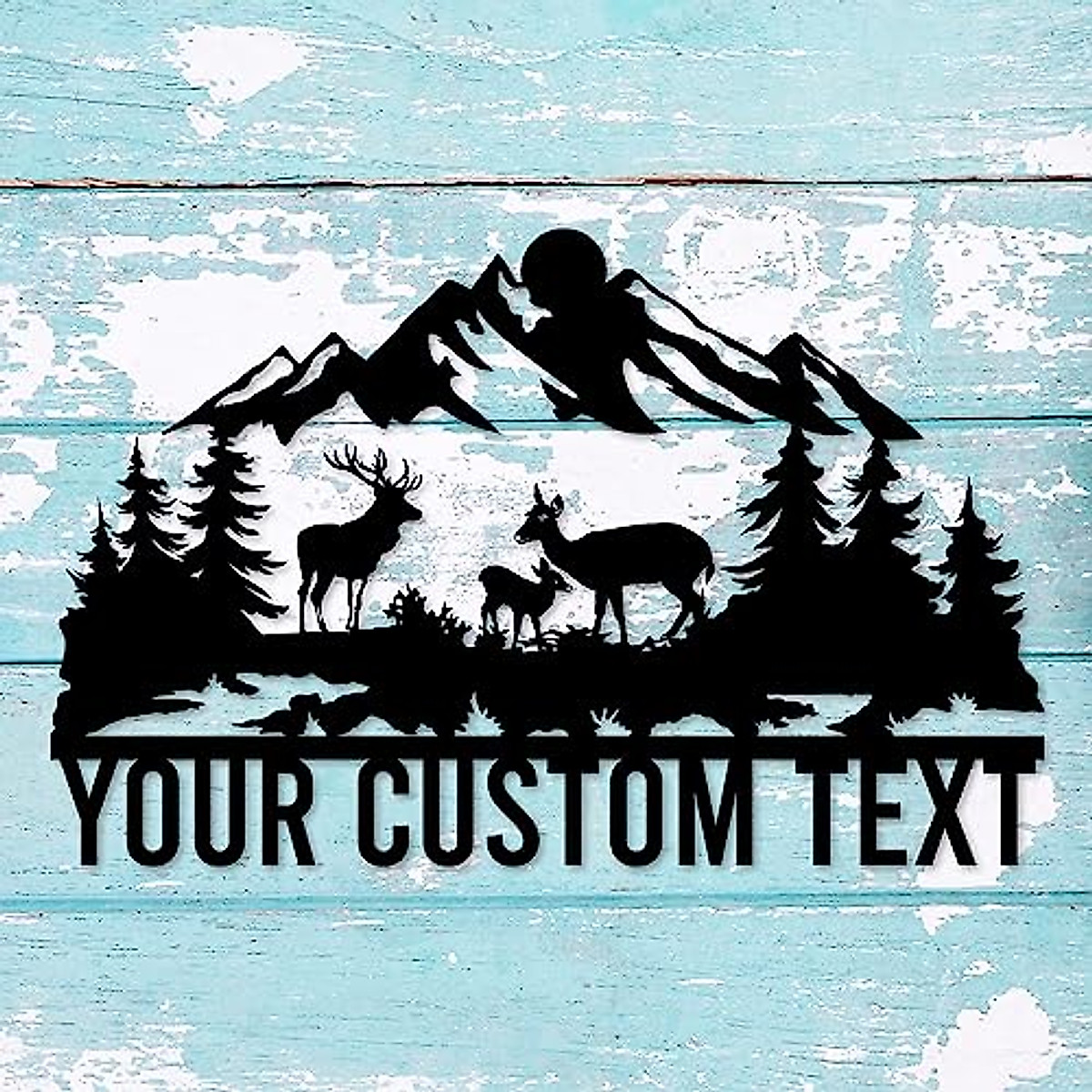 HUSSIO Deer Metal Wall Art With Lights, Metal Wall Hangings, Nature Wall Art, Wildlife Lover Gift Custom Metal Deer Family Art Indoor Outdoor Decor
