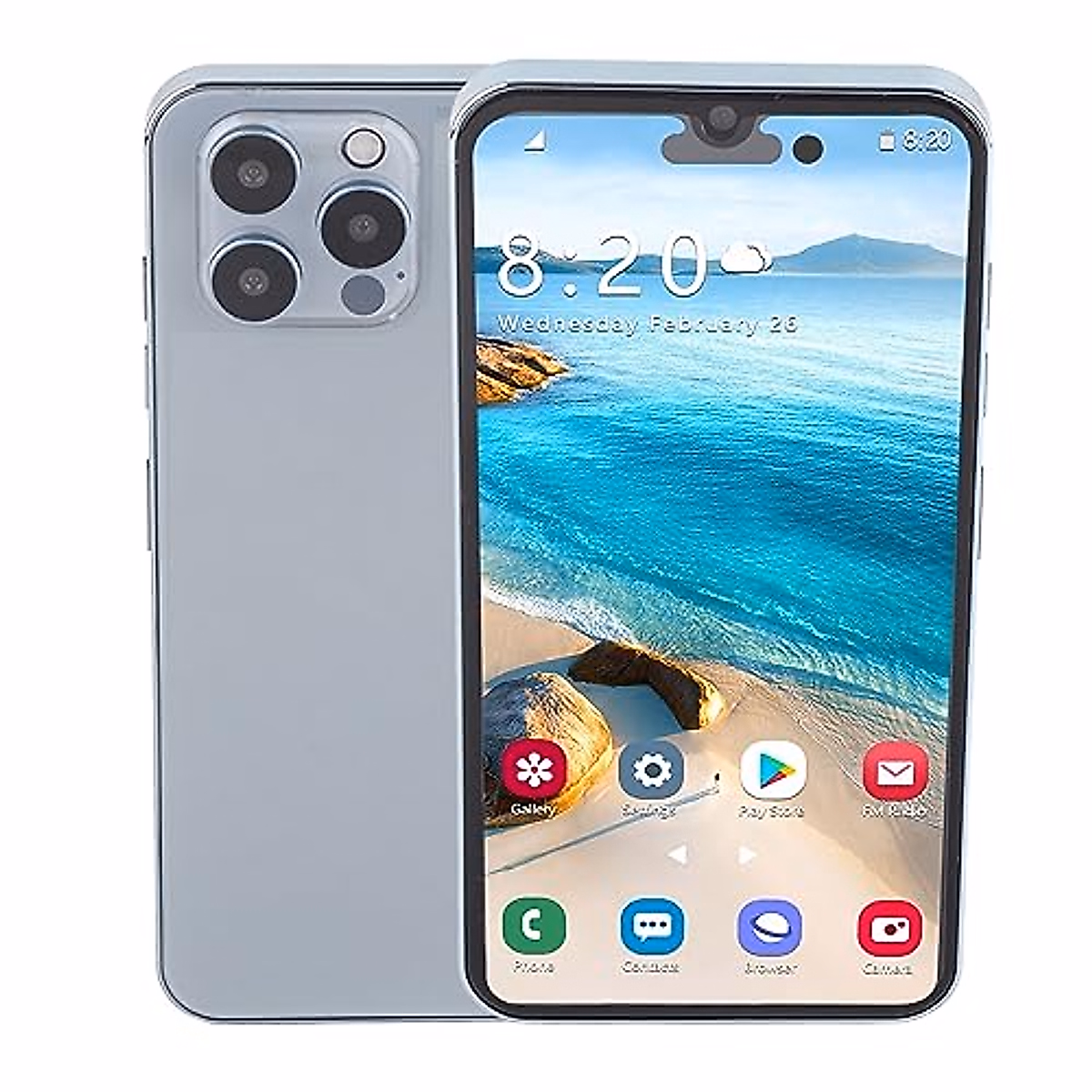 PUSOKEI Unlocked Smartphone, Cell Phone, 6.1in IPS Large Screen, 4GB RAM 64GB ROM, 11, 8MP+16MP Camera, 5G WiFi, 4G Network, Face Unlock, 4000mAh Battery (Blue)