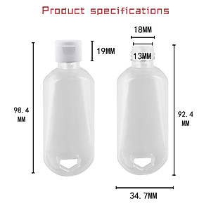 Refillable Travel Bottles Containers with-Clip - XMWangzi, with Filp or Nozzle, Empty Plastic Bottles, Filled with Cosmetic Oil Hand Sanitizer, Suitable for Home Office Outdoor (5 PCs)