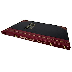 BookFactory Engineering Notebook Professional - 96 Pages (Quad Ruled - .25" Engineering Grid), 8" x 10", Engineer Lab Notebook, Black and Burgundy Cover, Smyth Sewn Hardbound (EPRIL-096-SGS-LKMST4)