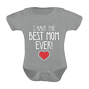 Tstars I Have the Best Mom Ever Infant Bodysuit Gift for New Moms Mother's Day Baby Boy Girl Outfit 6M Gray