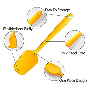 Silicone Spatula Set of 11 Kitchen Utensils with Iron Holder for Baking, Cooking, and Mixing,Cooking Spatulas Nonstick Cookware，Seamless and Flexible,Dishwasher Safe (Yellow)