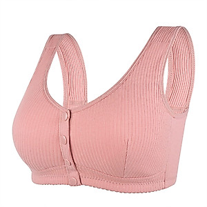 Deals of Day Mastectomy Bra with Pockets for Breast Prosthesis Women Daily Bra Front Closure Wireless Post-Surgery Bra High Support Bra Convenient Front Button Bra Everyday Sleep Bras Pink 5XL