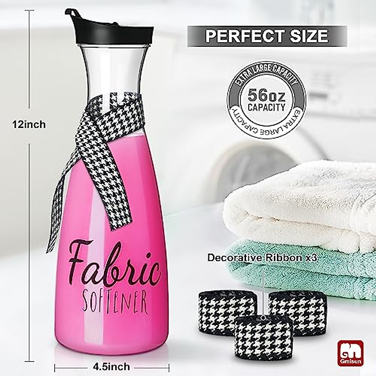 GMISUN 3 Pack 56oz Laundry Detergent Dispenser for Laundry Room Decor, Laundry Soap Dispenser for Laundry Organization and Storage, Liquid Laundry Detergent for Fabric Softener, Bleach, Powder, Beads