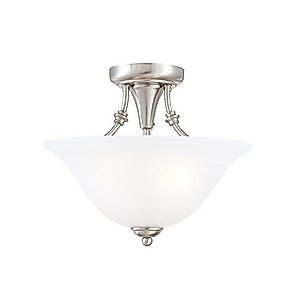 Hardware House 544676 Bristol 13-by-11-Inch 2-Light Semi-Flush Ceiling Fixture with Brushed-Nickel Finish and Alabaster-Glass Shade