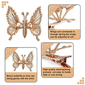 Kachanaa 3D Moving Butterfly Metal Hair Styling Accessories - 12 Pcs Hollow Hair Pins, Cute Barrettes, Clamps, and Claw Clips for Women and Girls (Gold)