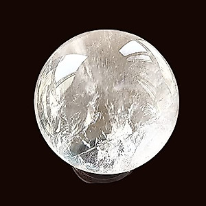 RALDMOV Natural Clear Quartz Crystal Ball,White Crystal Sphere Healing Crystal Ball Home Decor Prosperous Love Invite Wealth + Pedestal