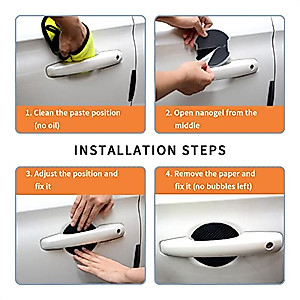 TANGSEN 4Pcs Universal 3D Carbon Fiber Texture Car Door Handle Paint Scratch Protector Non-Marking TPU Personalize Protective Pad Sticker