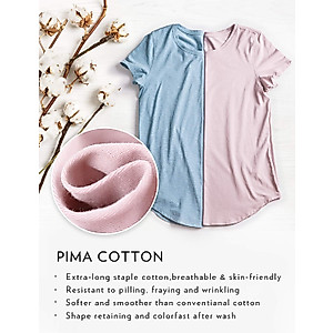 CRZ YOGA Pima Cotton Womens Short Sleeve Shirt Loose Casual Yoga T-Shirt Athletic Workout Tops Nature Green Large