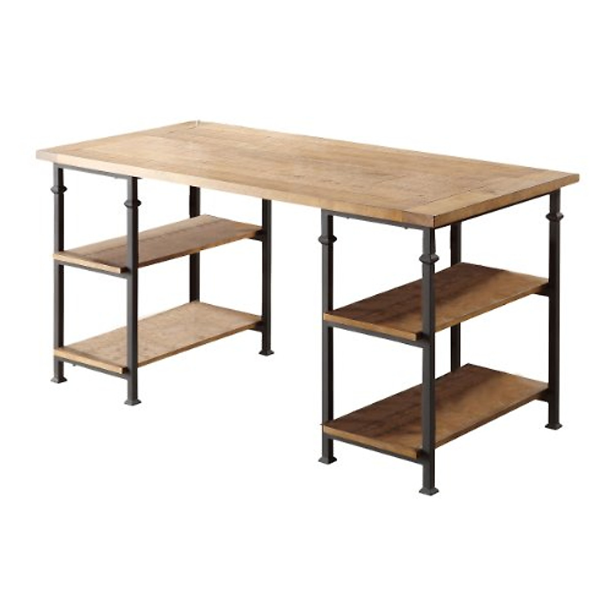 HOMELEGANCE Factory Metal Frame Writing Desk, Rustic Brown