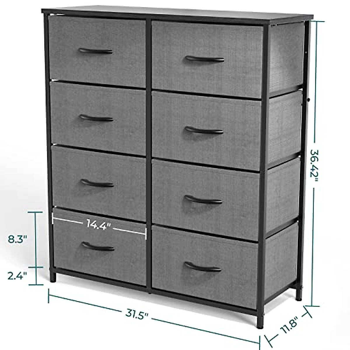 SMUG Dresser, Drawers Dresser for Bedroom Cabinet Organizers Wood Top Table Furniture with 8 Fabric Storage Drawers Chest Tower Unit, Chest of Drawers for Closet, Living Room, Hallway, Porch