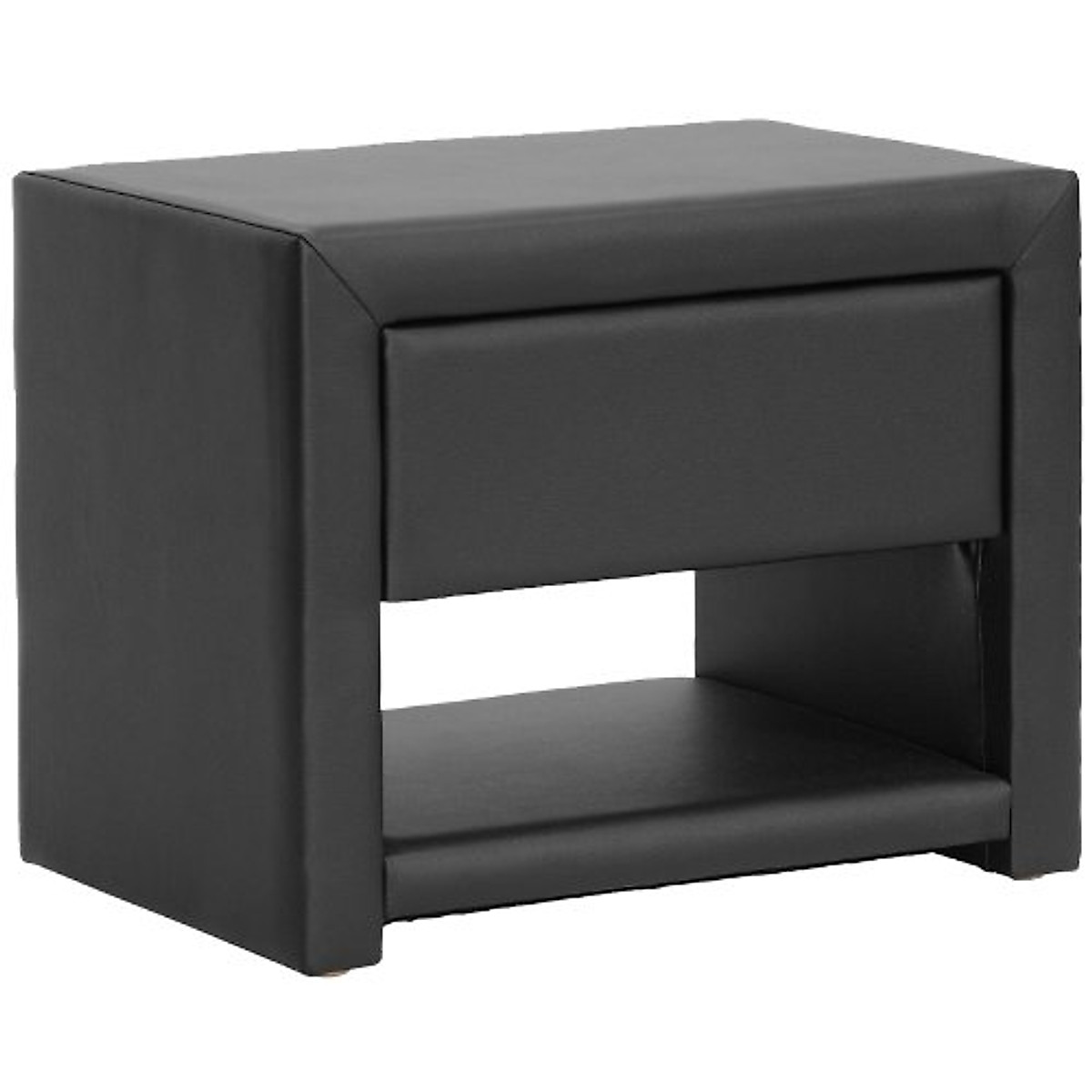 Baxton Studio Massey Upholstered Modern Nightstand, Black