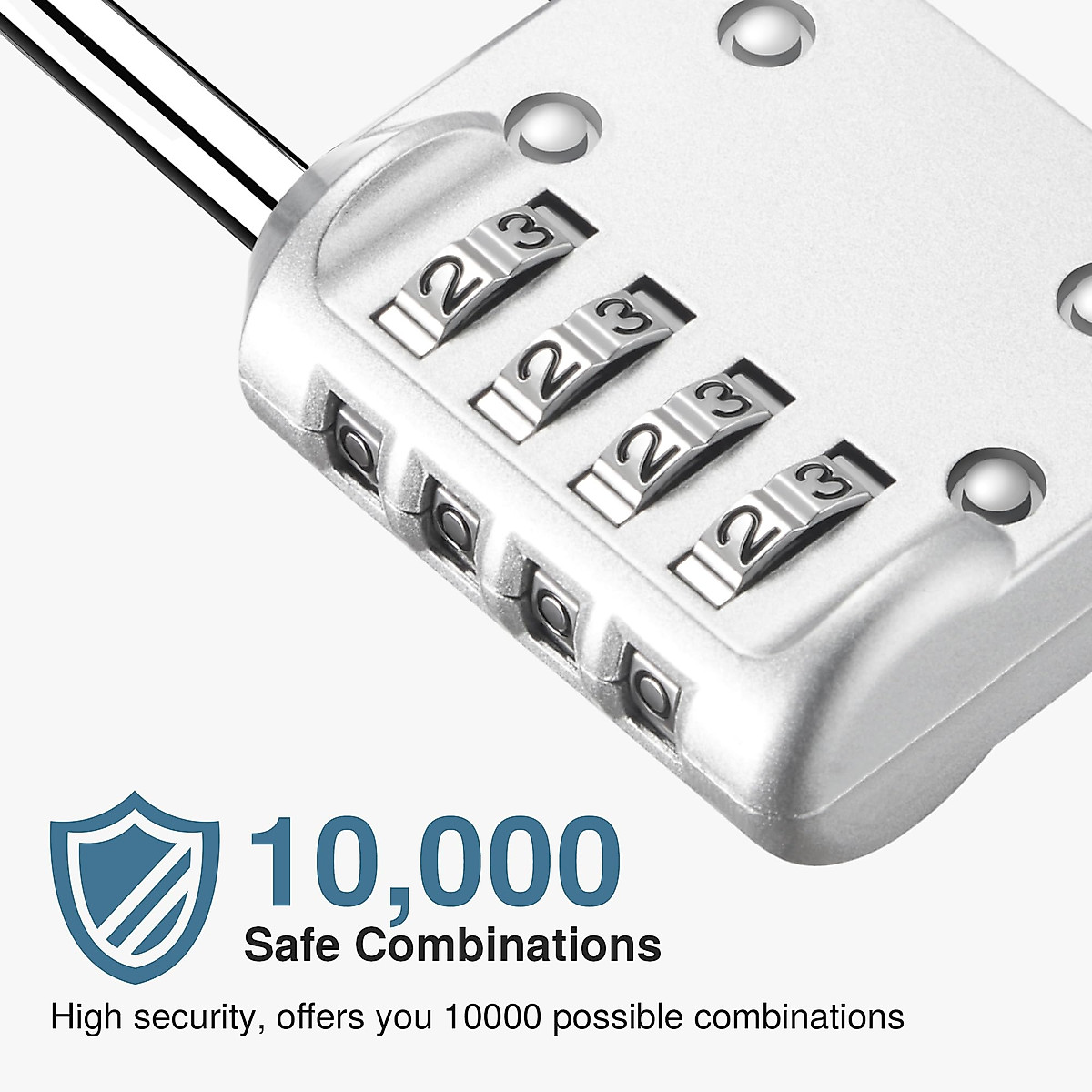 Puroma 2 Pack 2.6 Inch Long Shackle Combination Lock 4 Digit Outdoor Waterproof Padlock for School Gym Locker, Sports Locker, Fence, Gate, Toolbox, Case, Hasp Storage (Silver & Black)