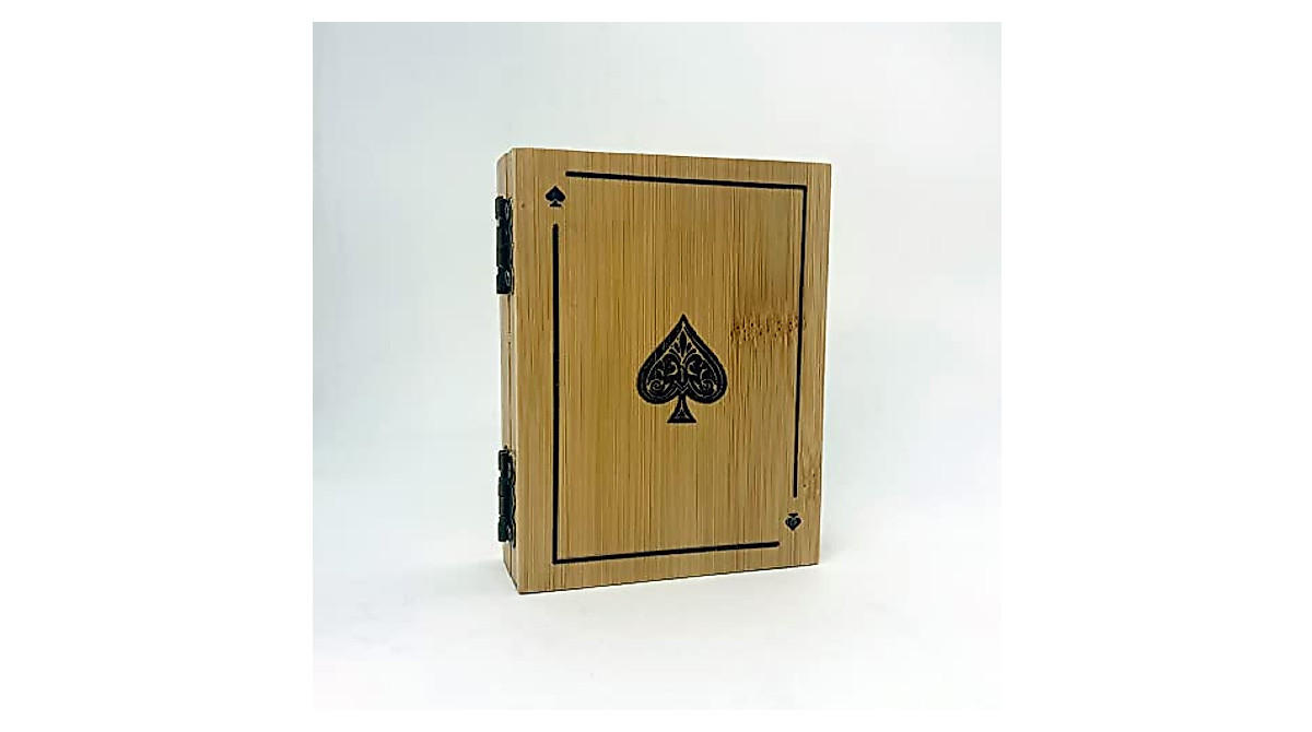 Premium Bamboo Card Storage Box - Magnetic Lid Wood Case