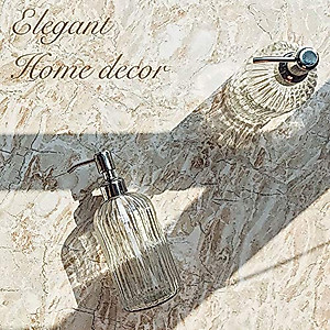 JASAI 18 Oz Clear Glass Soap Dispenser with Rust Proof Stainless Steel Pump, Refillable Liquid Hand Soap Dispenser for Bathroom, Premium Kitchen Soap Dispenser (Clear).