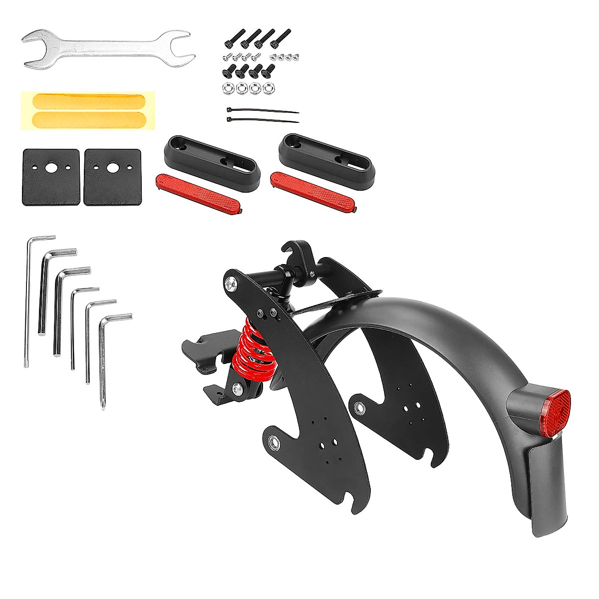 YBang Rear Suspension Kit with Mudguard and LED Taillight for Segway Ninebot Max G30 Electric Scooter Shockproof Vibration Damper Accessories (Red)