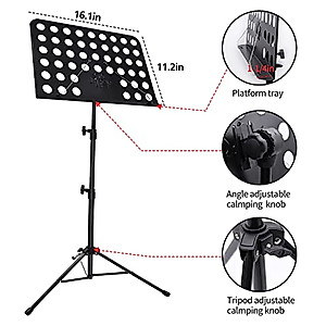 1/2/3 Pack Sheet Music Stand, Adjustable Music Stand with Carrying Bag, Professional Music Book Holder Music Sheet Clip Holder for Guitar, Ukulele, Violin Players(1 Pack)