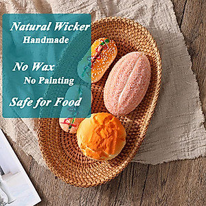 12.6 Inch Woven Bread Basket Fruit Basket for Kitchen Counter Wicker Handmade Long Bread Serving Basket Food Organizer Display Basket Storage Basket for Spoon Fork Napkin