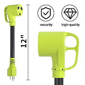 XGGYA NEMA 5-20P to TT-30R Generator Adapter,20 Amp Male to 30 Amp Female with Disconnect Handle,Heavy Duty STW 12 Gauge 12 Inch