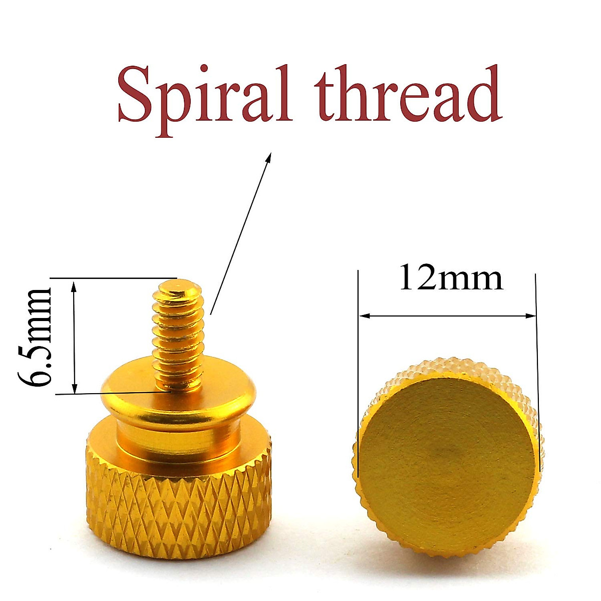 10pcs #6-32x6mm Desktop Computer PC Case Chassis Thumb Screws M3.5 Tool-Less Adjustment Colorful Aluminum Alloy Knurled Thumbscrew Gold