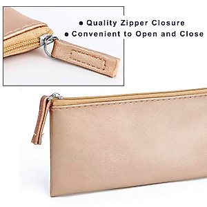 SumDirect PU Leather Cosmetic Pencil Bags - Small Soft Makeup Pouch with Zipper, Pencil Pouch Case Simple Comestic Organizer