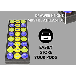 Polar Whale 2 Coffee Espresso Capsule Drawer Organizer Tray Inserts Compatible with Dolce Gusto for Kitchen Home Office Waterproof Washable Black Foam 24 Compartment 7.75 x 20 Inches