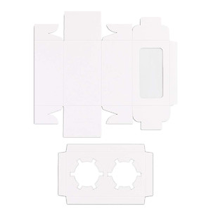 PRALB 50Pack White Paper Cupcake Boxes with Pvc Window and Two Treat Holder, Pastry and Cookie Box,Cupcake Containers Bakery Cake Box,Auto-Popup Cupcake Carriers Bakery Cake Box(6.3x3.5x3inch)