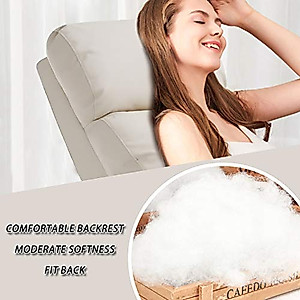 FDW Recliner Chair for Living Room Home Theater Seating Single Reclining Sofa Lounge with Padded Seat Backrest (Beige)