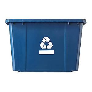 Gracious Living Medium Sized Plastic Curbside 17 Gallon Home or Office Recycling Bin Container with Built-in Carrying Handles, Blue