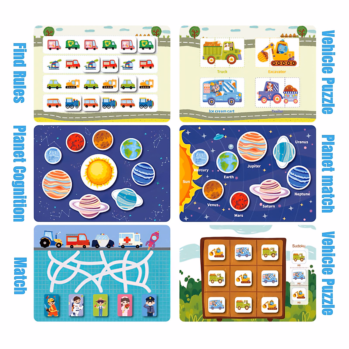 MIKNEKE DIY Quiet Book for Toddlers, Montessori Busy Book for Kids, Vehicle Preschool Learning Activities Learning & Education Toys