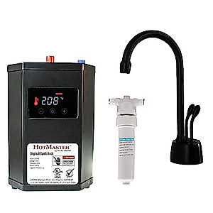Westbrass DT1F272-62 9" Develosah 2-Handle Instant Hot and Cold Water Dispenser Faucet with HotMaster DigiHot Digital Tank System, Matte Black