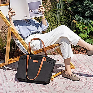 tomtoc Tote Bag for Women, Water-resistant Laptop Shoulder Bag Lightweight Large Capacity Shopping Bag for Daily Office Work, Business Travel Fits up to 16-inch MacBook Pro