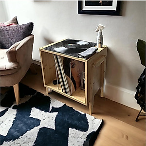 Turnable Stand with Record Storage - Stackable Bamboo Record Player Stand with Storage for 12" Vinyl Albums Turntable Cabinet Nightstand - Living Room Bedroom Sofa Couch Bed Side Night Stand