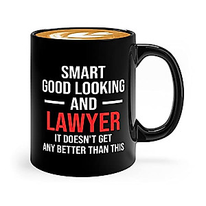 Lawyer Coffee Mug 11oz Black -Smart Lawyer - Funny Defense Attorney Court Law Degree for Lawyers Graduate Law Student