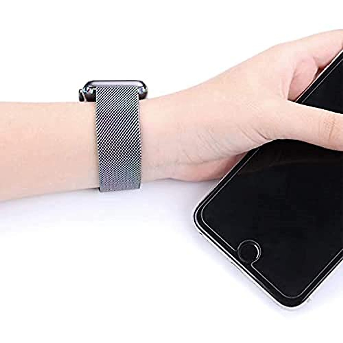 Compatible for Apple Watch Band ,Stainless Steel Magnetic Absorption Strap Metal Mesh Wristband Sport Loop for iWatch Strap 38 mm 40mm 42 mm 44mm Series 8/7/6/SE/5/4/3/2/1 (Black,42MM/44MM/45MM)