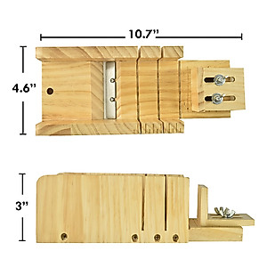 Artcome Loaf Soap Making Cutting Mold Kit Multi-Function Adjustable Wood Soap Mold Set - Rectangular Silicone Mold Set with Stainless Steel Wavy & Straight Cutter